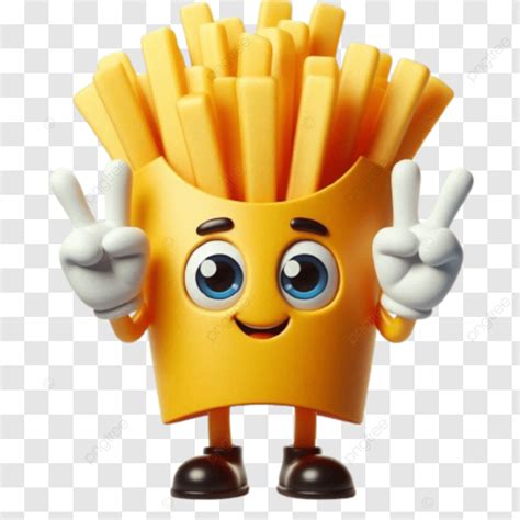 두 손가락을 들고 투명한 배경을 가진 감자튀김 캐릭터 감자튀김 캐릭터 두 손가락을 들고 있는 투명한 배경 두 손가락을 들고 투명한 배경을 가진 감자튀김 캐릭터 Png