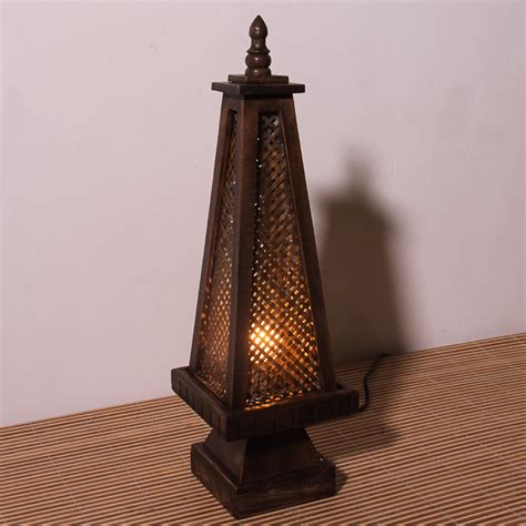 日式原木国风台灯竹编实木仿古台灯卧室家用床头复古灯创意氛围灯虎窝淘