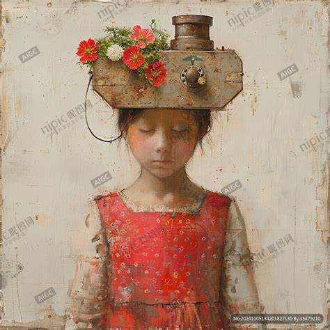 ai创作图小女孩壁画 油画小孩 超写实主义 唯美人物油画 红花小女孩 写实主义肖像画 超写实油画 女孩装饰画 手绘人物油画 绘画人物油画 布面