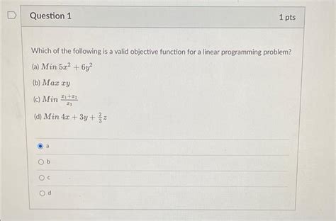 Solved Question 1 1 Pts Which Of The Following Is A Valid