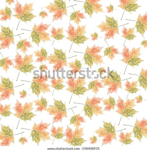 Cute Maple Leaf Pattern On White Stock Illustration 198408935