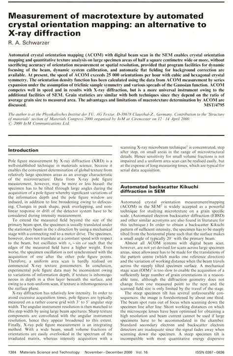Pdf Measurement Of Macrotexture By Automated Crystal Orientation Mapping An Alternative To X