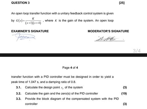 Solved An Open Loop Transfer Function With A Unitary