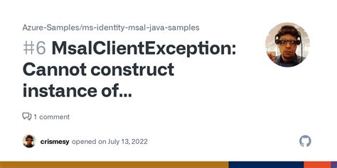 Msalclientexception Cannot Construct Instance Of
