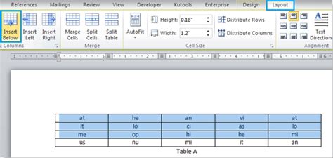 how to quickly insert rows in word table