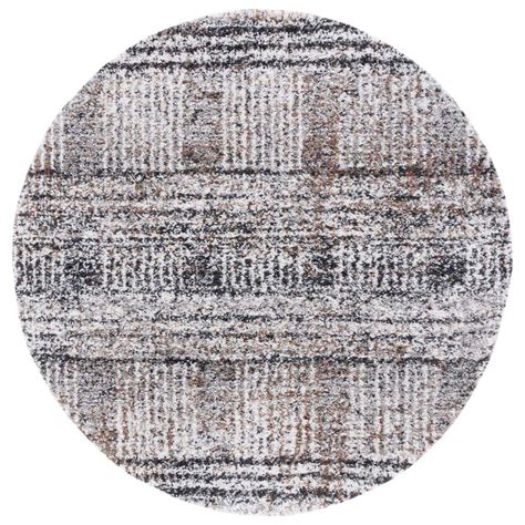 Safavieh Jericho Shag 5 Ft X 5 Ft Black Rust Abstract Striped Round