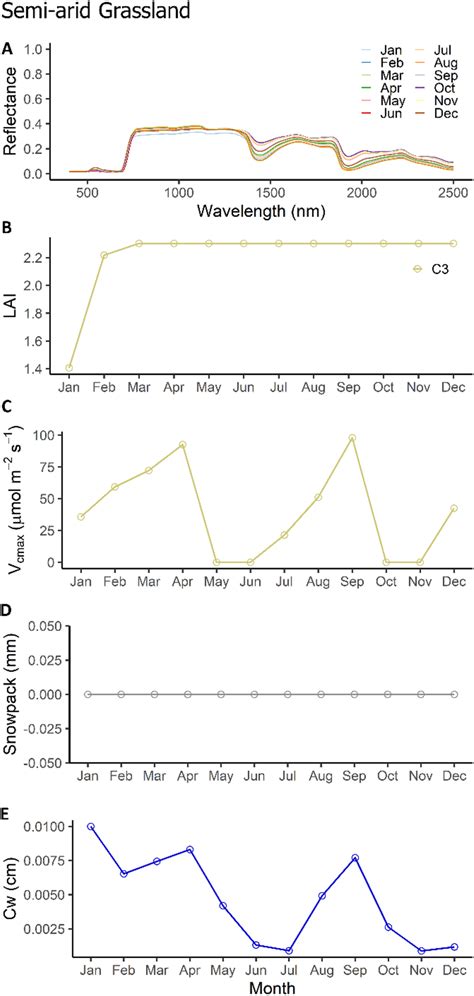 A Monthly Top Of Canopy Reflectance Spectra For The Semi‐arid