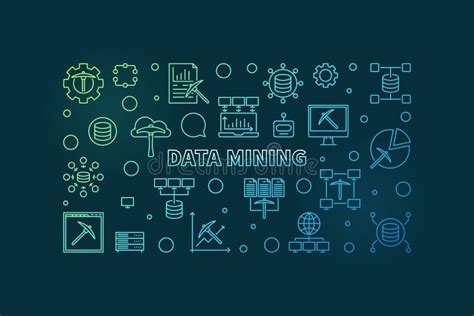 Data Mining Colorful Linear Banner Vector Illustration Stock Vector Illustration Of Linear