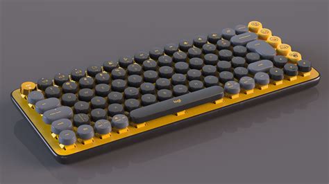Pop Key Keyboard Logitech Yellow 3d Model 29 3ds Blend C4d Fbx Max Ma Lxo Obj Free3d