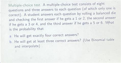 Solved Multiple Choice Test A Multiple Choice Test Consists