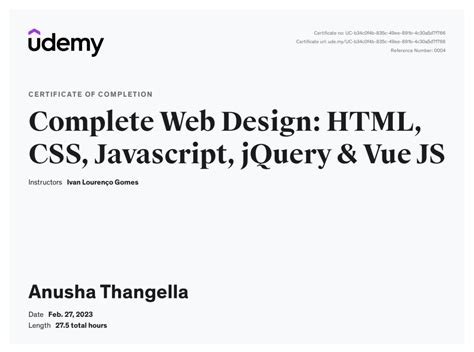 Anusha Thangella On Linkedin Udemy Course Completion Certificate