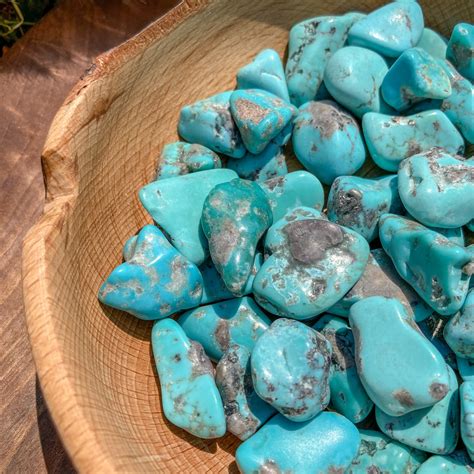 Tumbled Blue Turquoise Stone Polished Untreated Natural Turquoise