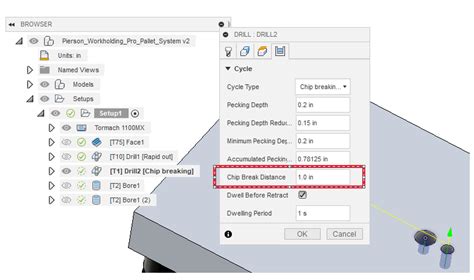 unable to visualize pecking simulation when we use drill chip breaking