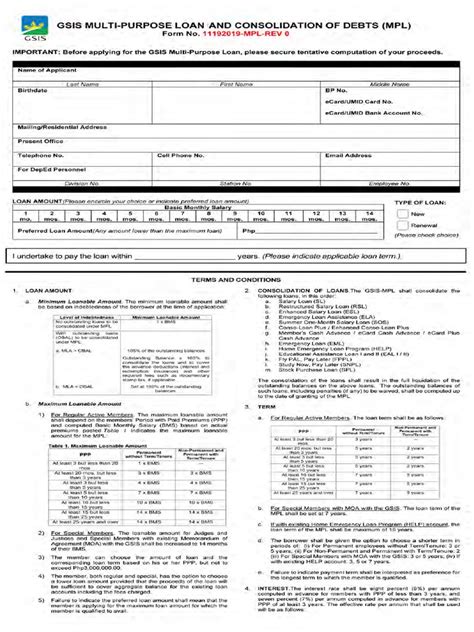 Multi Purpose Loan Form Fillable Pdf