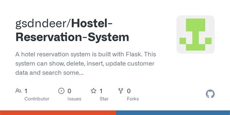 GitHub Gsdndeer Hostel Reservation System A Hotel Reservation System Is Built With Flask