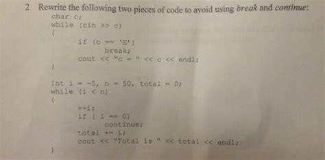 solved rewrite the following two pieces of code to avoid