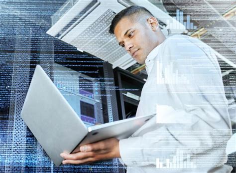 Premium Photo Futuristic Overlay And Businessman With A Laptop In A