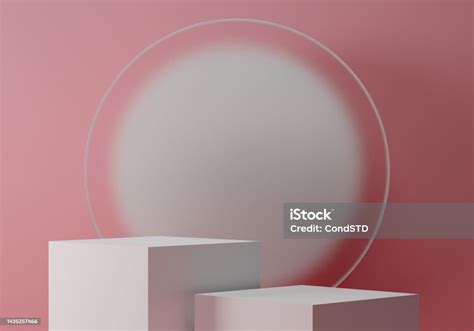 미용 제품 3d 렌더링을 위한 흰색 받침대 연단 모형이 있는 최소한의 분홍색 배경 0명에 대한 스톡 사진 및 기타 이미지 0명 3차원 형태 개념 Istock