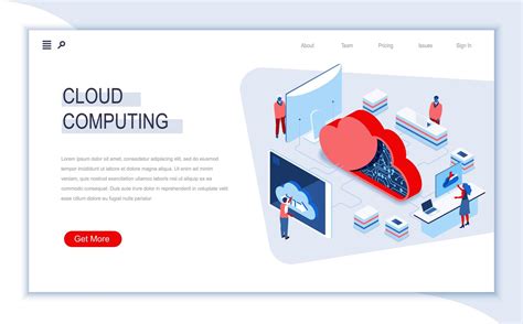 Cloud Computing Isometric Landing Page 1446919 Vector Art At Vecteezy