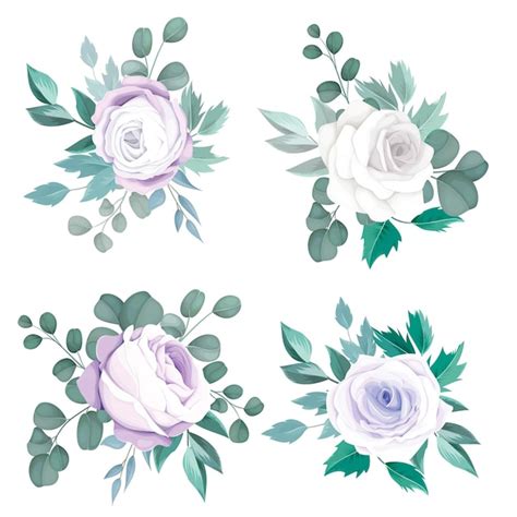 Premium Vector Beautiful Bouquet Roses Flower And Eucalyptus Leaves