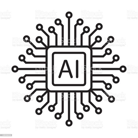 그래픽 디자인 로고 웹 사이트 소셜 미디어 모바일 앱 Ui 일러스트레이션을 위한 인공 지능 Ai 프로세서 칩 벡터 아이콘 기호 머더보드에 대한 스톡 벡터 아트 및 기타
