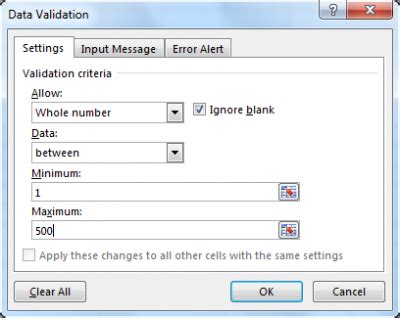 Data Validation For Specific Values