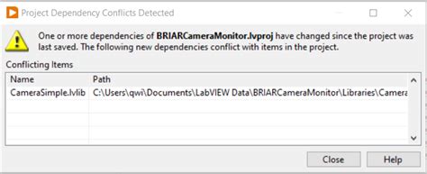 Project Dependency Conflict Dialog Box Ni Community