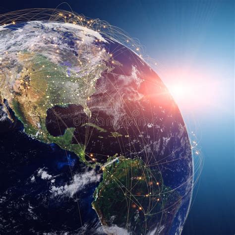 Globalization And Communication Concept Earth And Luminous Rays 3d