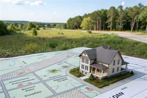House On Land Map For Construction Plot Stock Illustration
