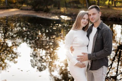 Family Day. Stylish Marriage Pregnant Couple Waiting for Baby. Man is ...
