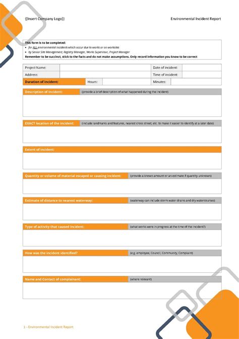 Form Environmental Incident Report Ihseq