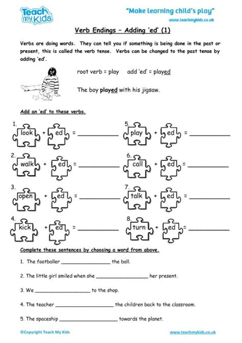 Verb Endings Adding Ed TMK Education