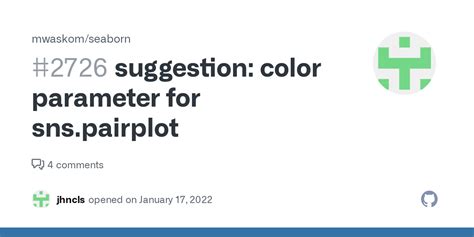 Suggestion Color Parameter For Snspairplot · Issue 2726 · Mwaskomseaborn · Github