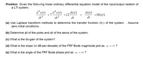 Solved Problem Given The Following Linear Ordinary