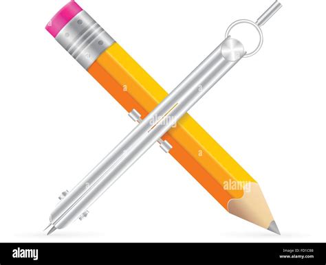 Pencil And Drawing Compass Icon On A White Background Stock Vector