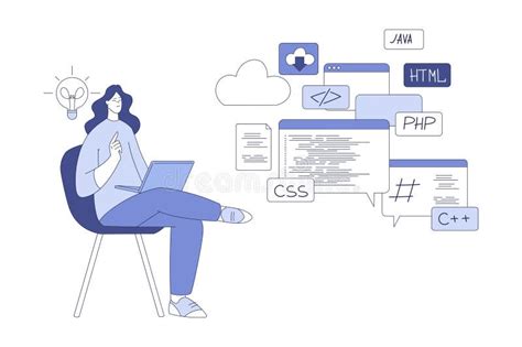 woman sitting with laptop computer programming vector illustration