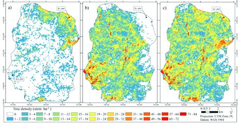Tree Density Map Of A Quercus Ilex B Quercus Pyrenaica And C All Download Scientific