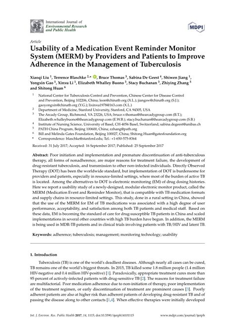 PDF Usability Of A Medication Event Reminder Monitor System MERM By Providers And Patients