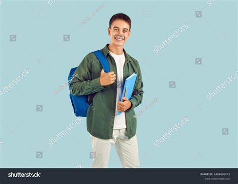 43 Thousand College Student Isolated Blue Background Royalty Free