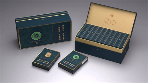 Traditional Chinese Green And Gold Cigarette Packaging Set
