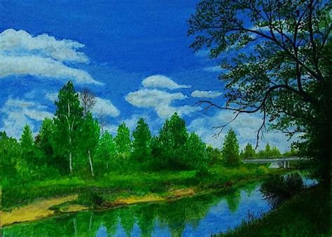 Картина «На реке Жиздра» Картон, Акрил 2021 г.