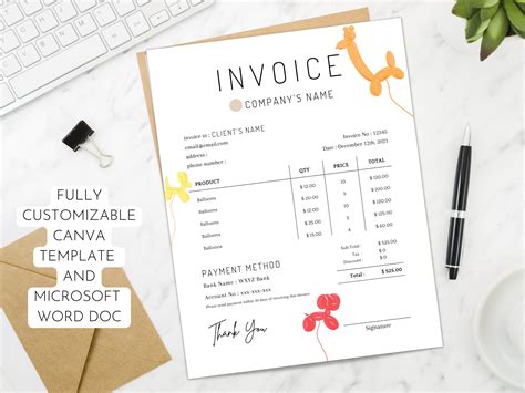 Balloon Invoice Template