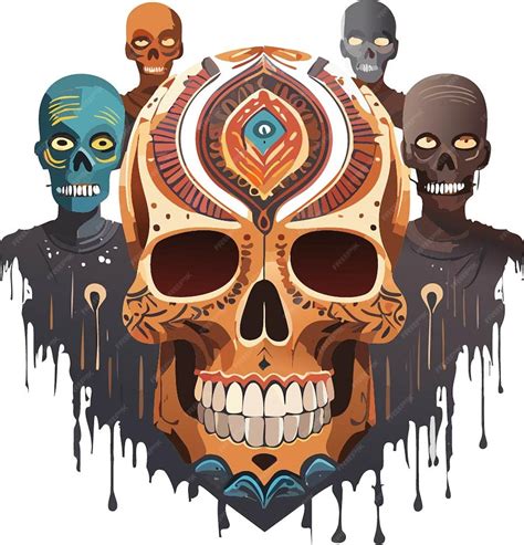 A Poster With A Skull And Three Other Men Premium Ai Generated Vector