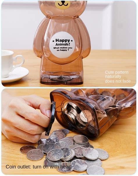 Badu Bg Творческа прозрачна касичка Голяма банка за пари Сладка пластмасова банка за монети