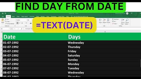 Date To Day Conversion In Excel Using Formula Excel Shortcuts Youtube