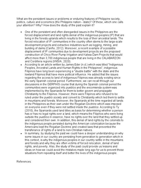 Persistent Issues Pdf Indigenous Peoples Philippines