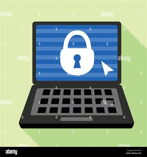 Locked Laptop Icon Flat Illustration Of Locked Laptop Vector Icon For Web Design Stock Vector