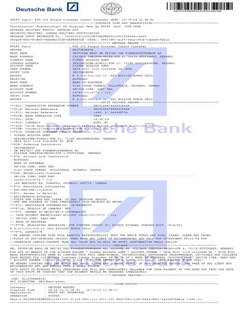 Db Swift Sample Pdf Banks Euro