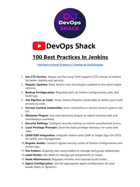 Jenkins 100 Best Practices Pdf Version Control Cloud Computing