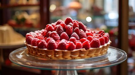 Premium Photo A Raspberry Pie On Display In A Parisian Patisserie